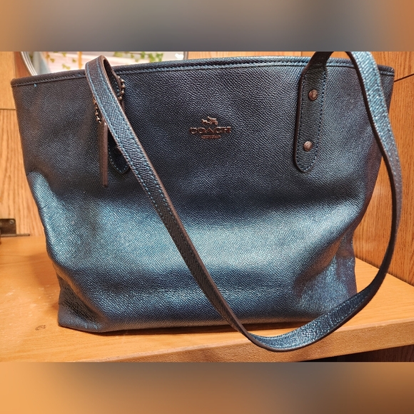 Coach | Bags | Coach Blue Tote Bag Bluegreen | Poshmark